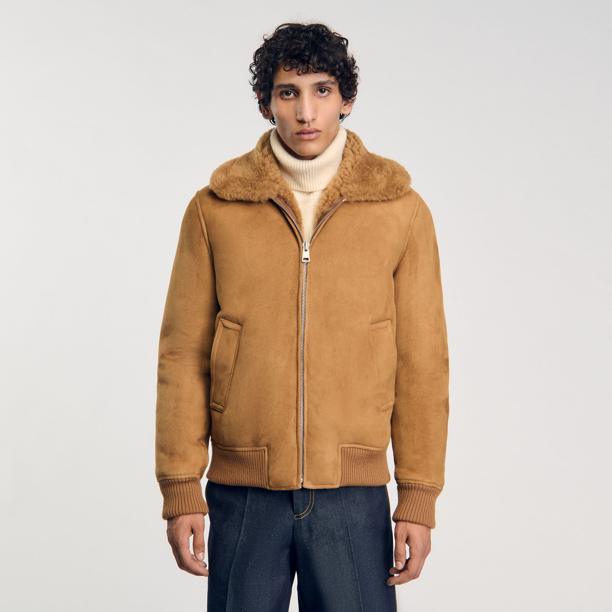 Suede jacket white / beige for Men | Sandro Paris