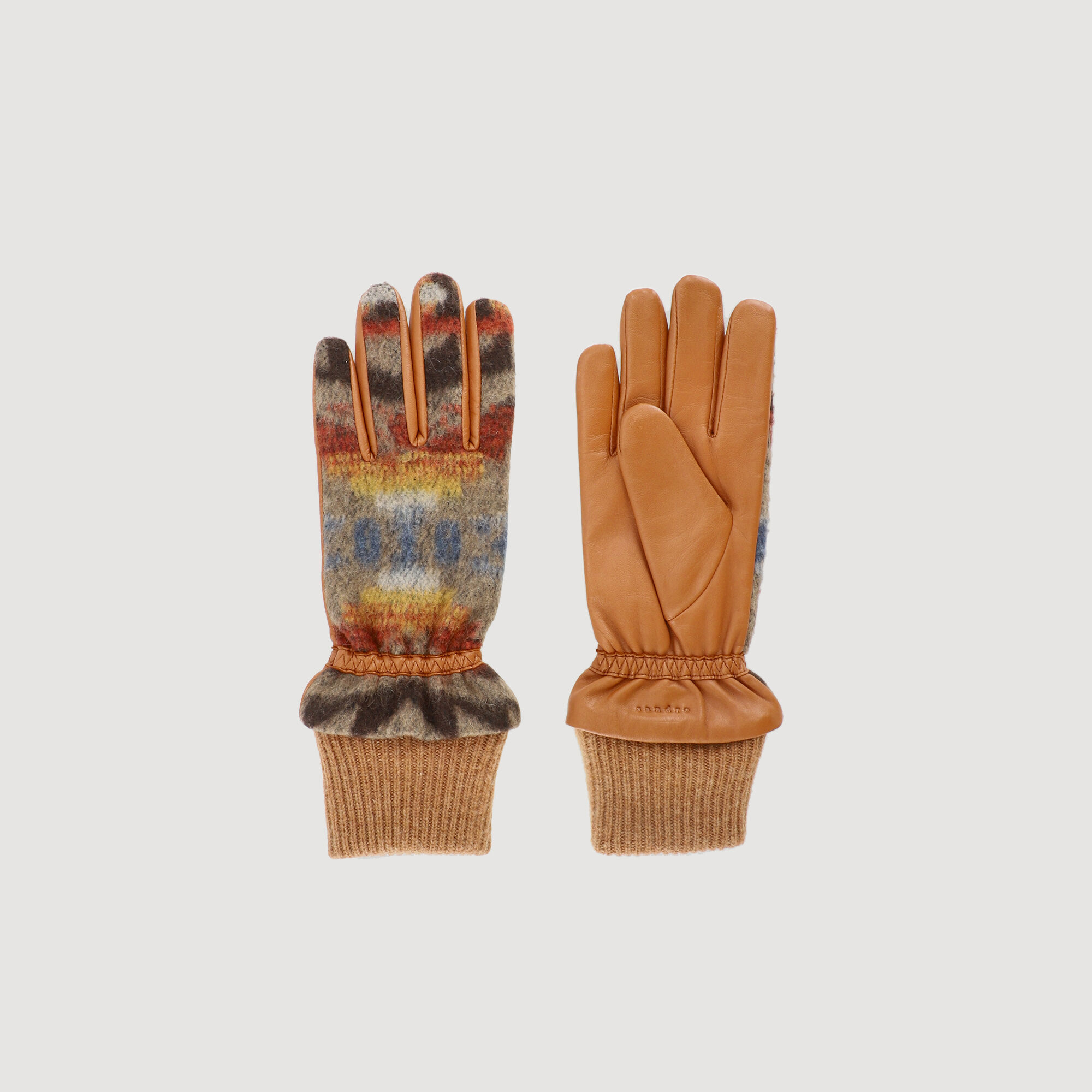 Leather and fabric gloves