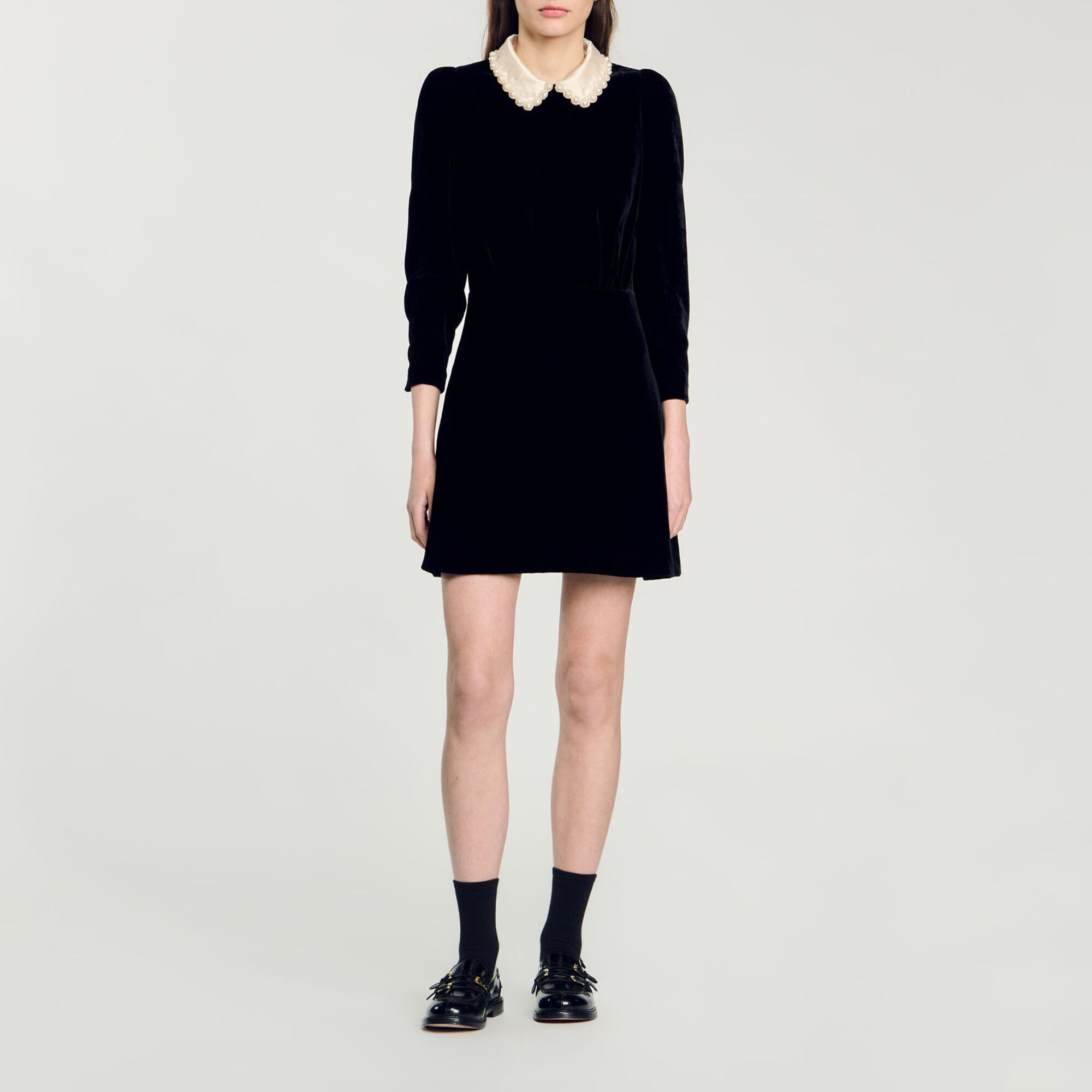 Velvet dress black / gray For Women | Sandro Paris