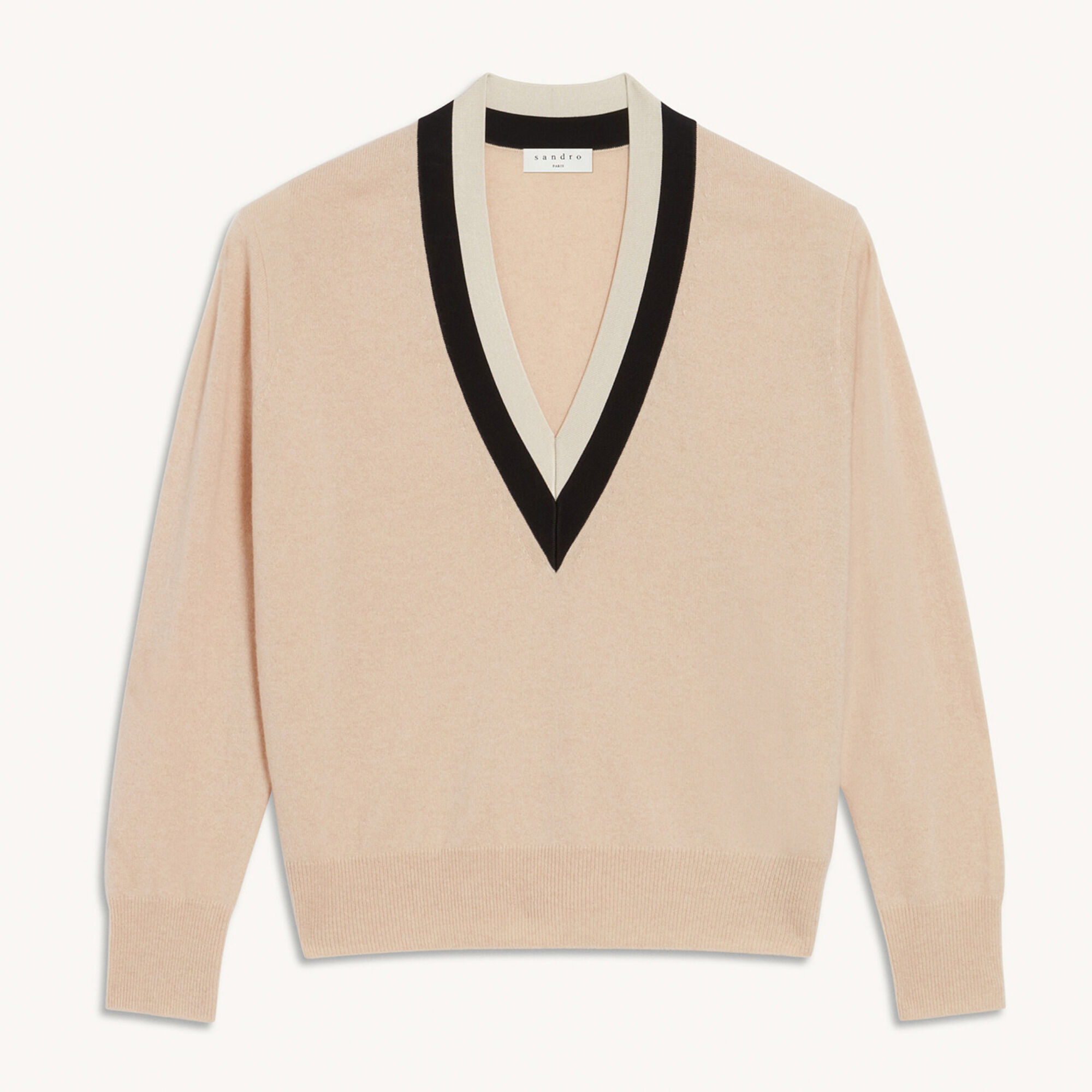 Sandro - Knitted sweater with wide two-tone trim Select a size and