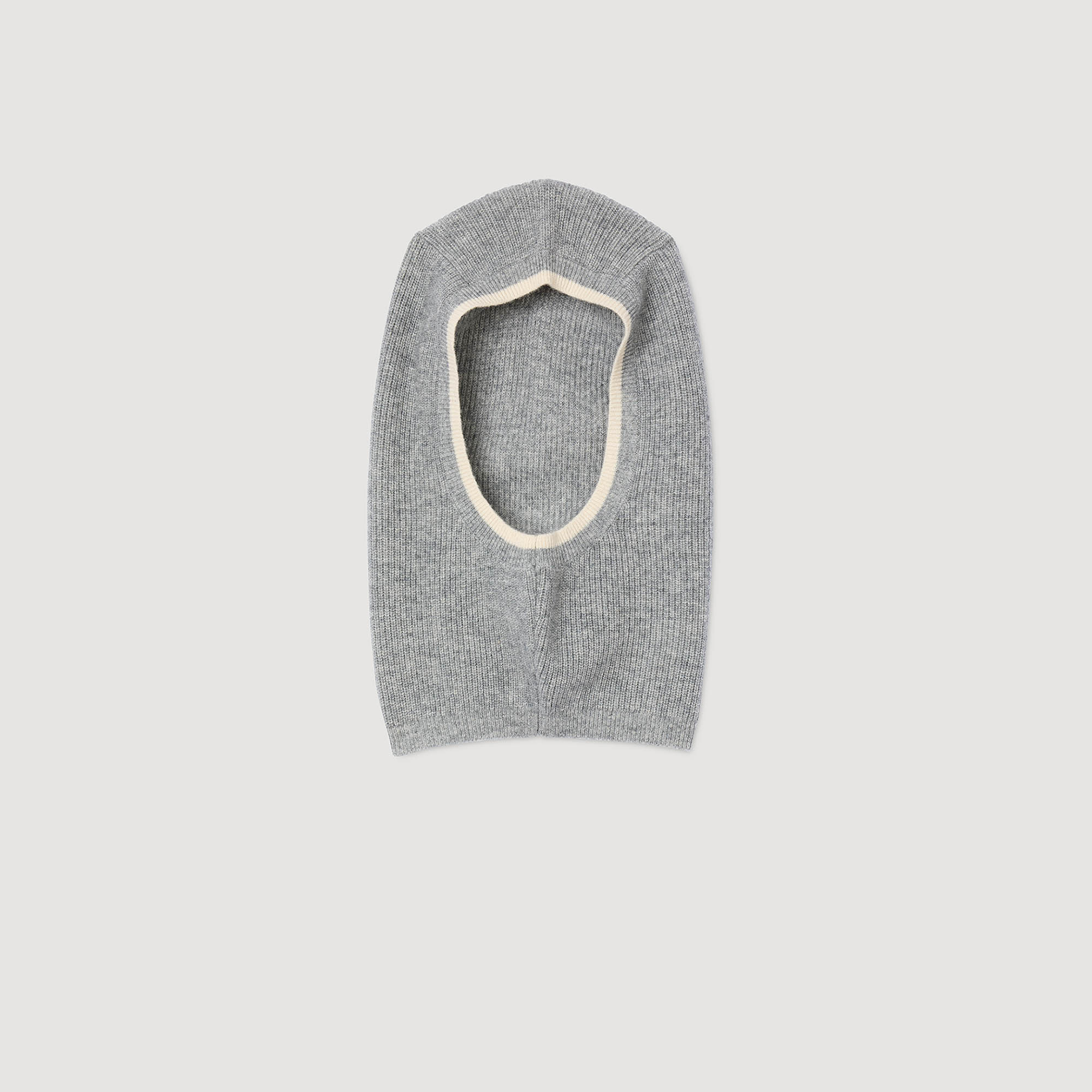 Ribbed wool balaclava black / gray For Women | Sandro Paris